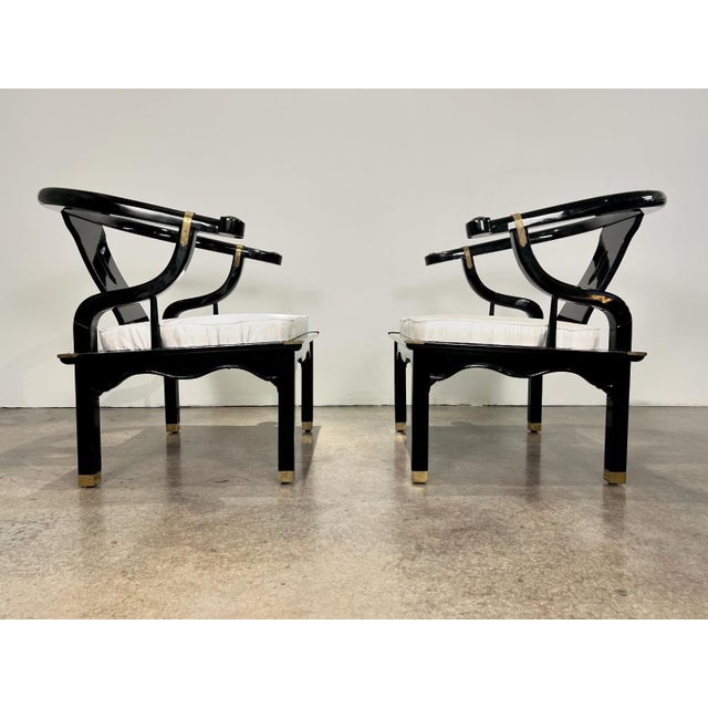 1960s Pair Vintage Modern James Mont Style Chinoiserie Black Lacquer ...