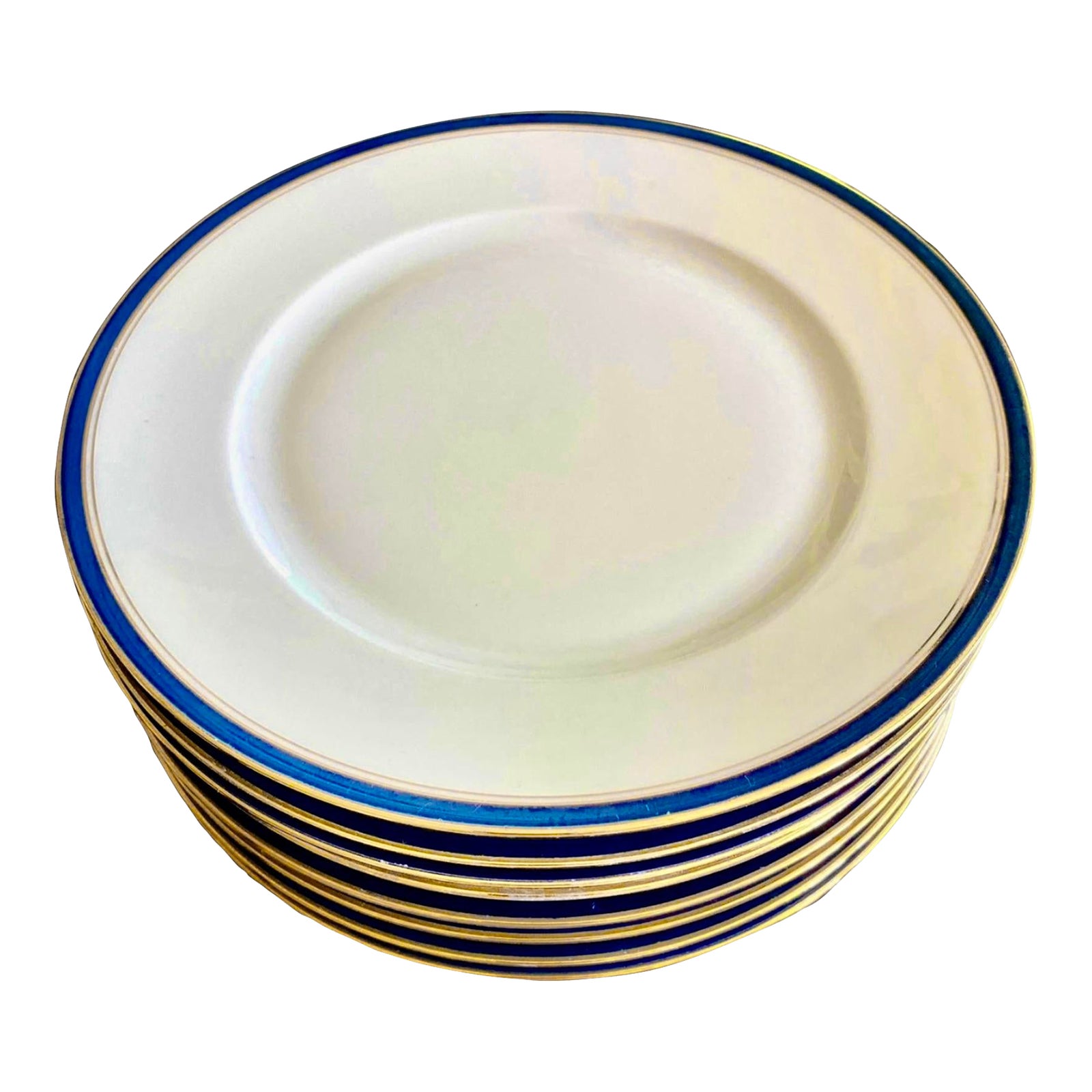 Haviland Limoges Gilt Rimmed Lapis Blue Dinner Plates, S/10 | Chairish