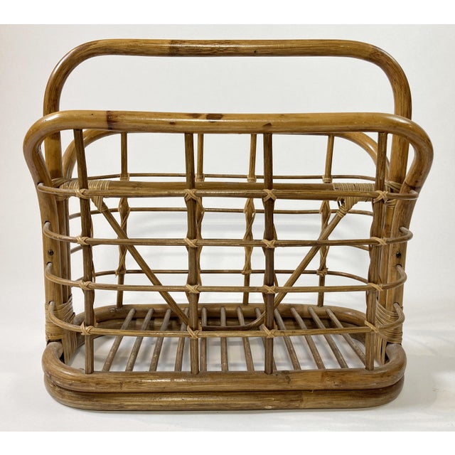 Oversize Rattan Magazine Rack | Chairish