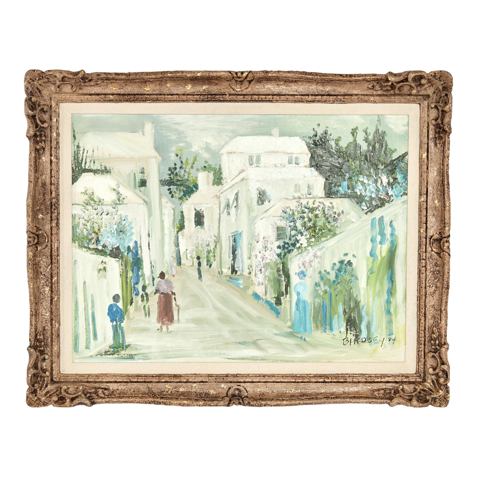 Vintage Painting of a Bermuda Street Scene by Alfred Birdsey | Chairish