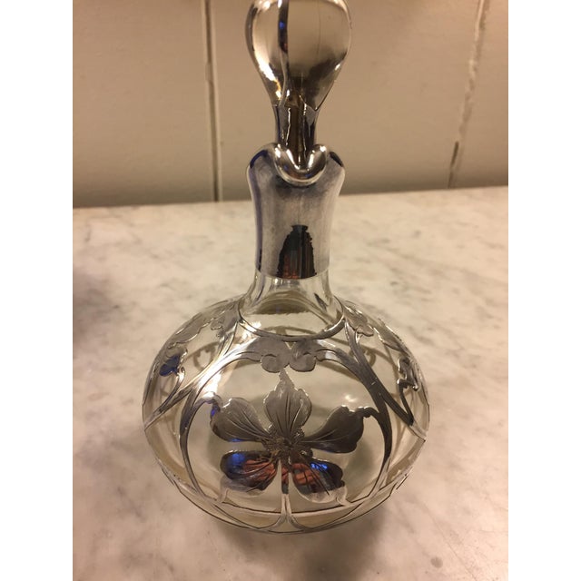 Antique Crystal Cruet With Silver Overlay | Chairish
