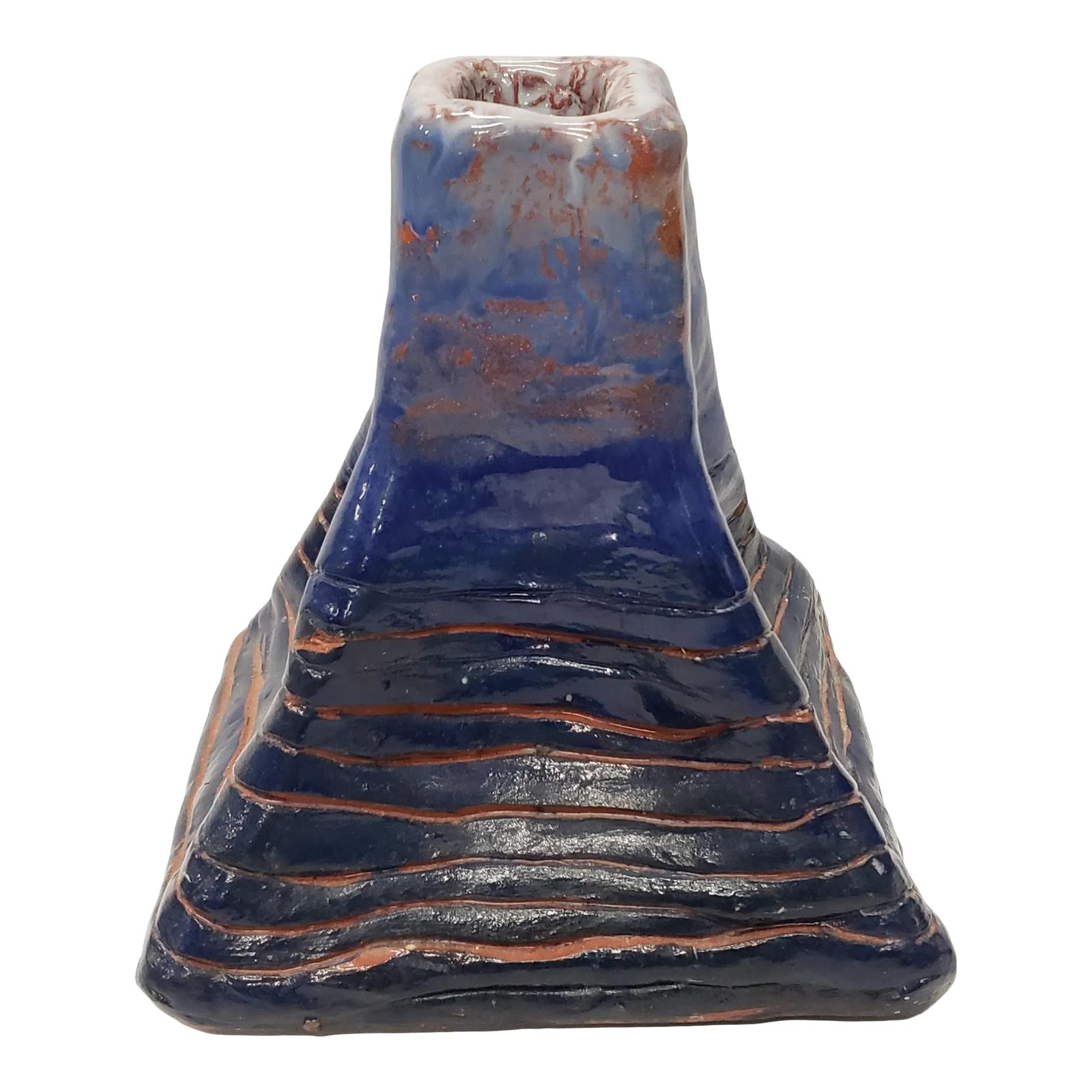 Circa 1970 Mid Century Modern Art Pottery Fat Lava Glazed Clay Pinched ...