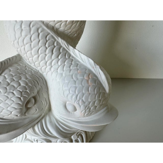 Vintage Koi Fish White Plaster Table Lamp | Chairish