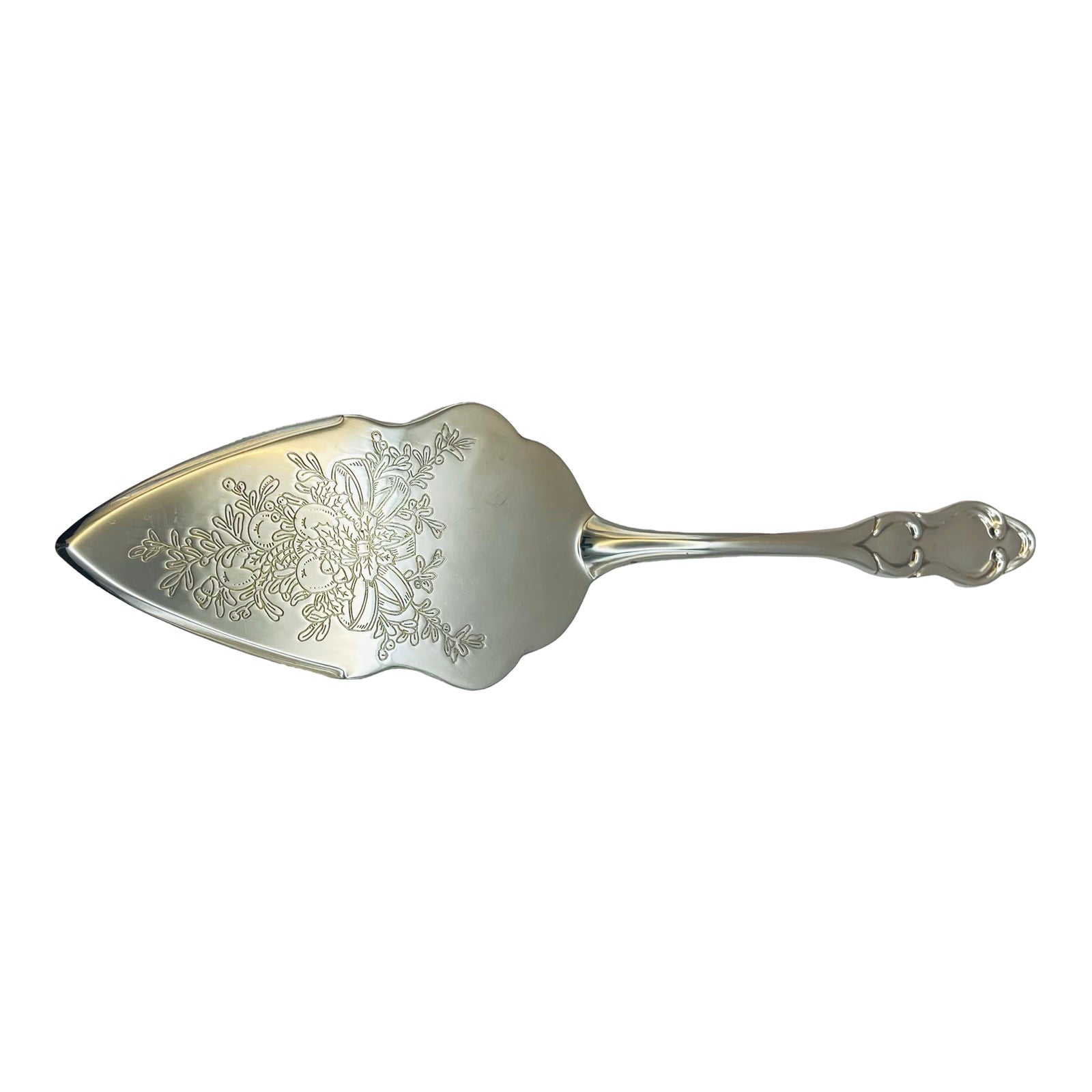 Mid 20th Century Engraved Silver-Plate Cake /Pie Server | Chairish