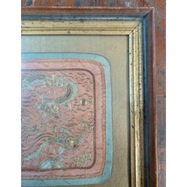 19th Century Chinese Chinoiserie Silk Embroidered Panel With Dragon and ...