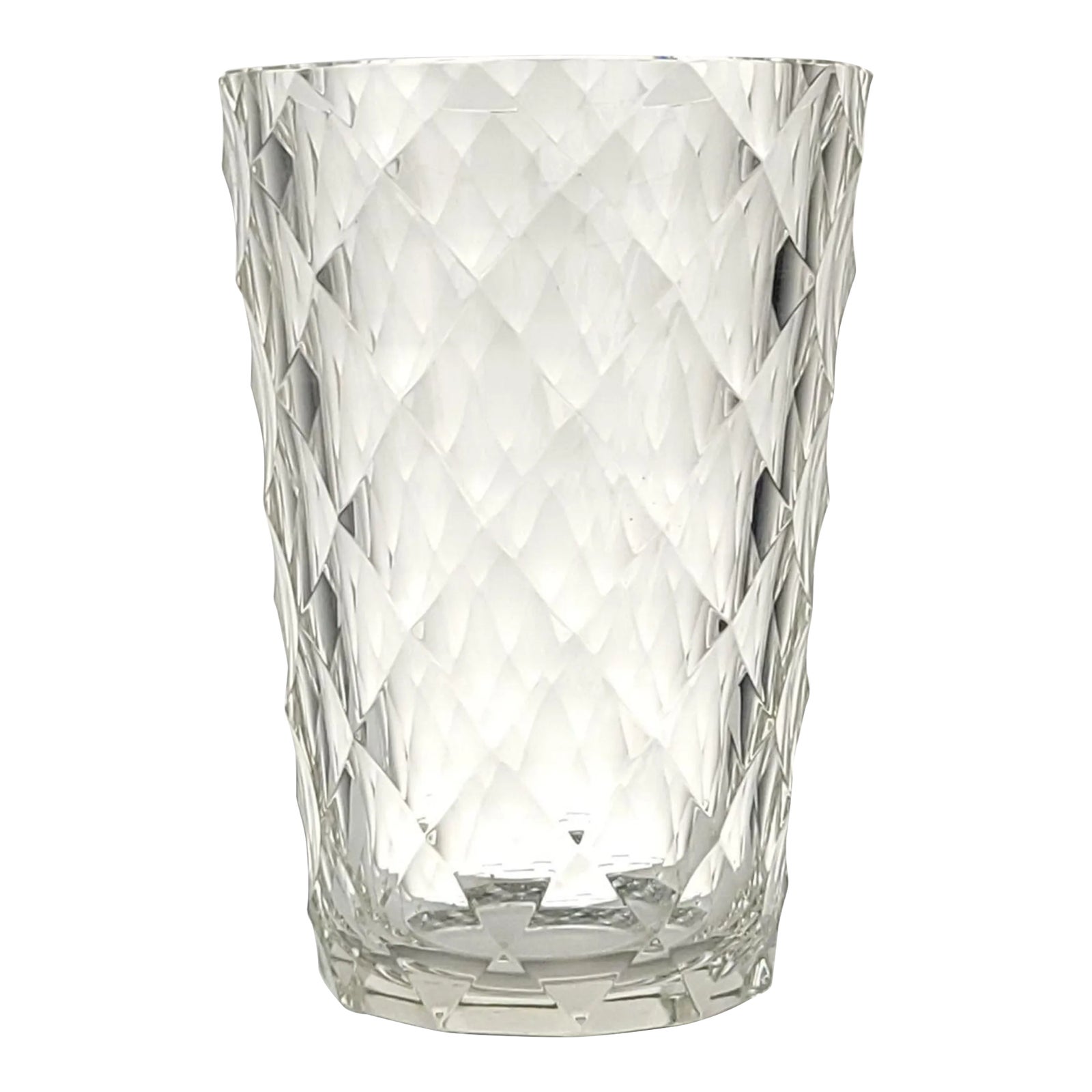 Diamond Pattern Crystal Vase, Circa 1960 | Chairish