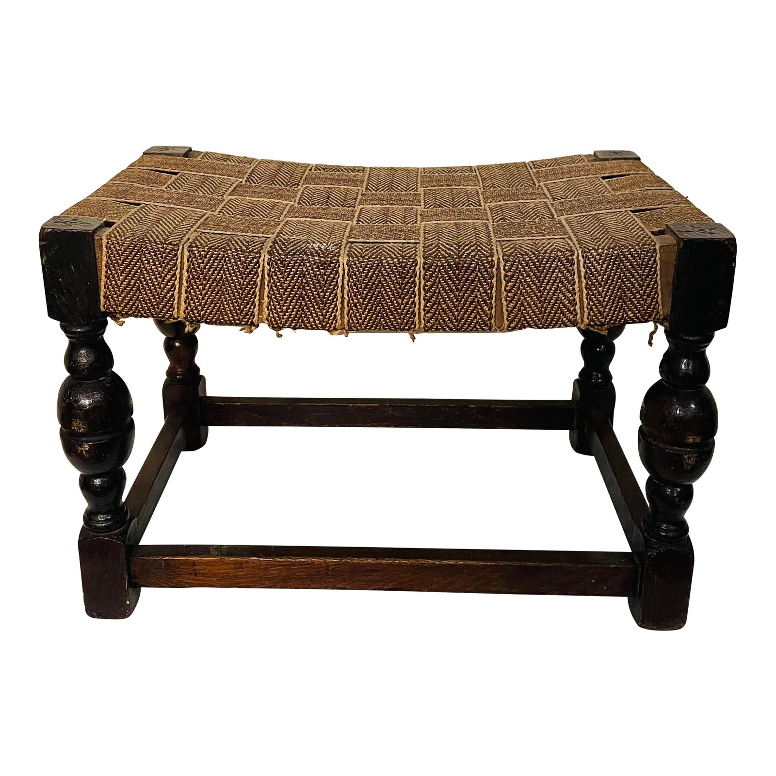 Antique Oak Footstool | Chairish