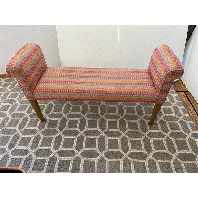 Upholstered Benches With Bolster Pillows -A Pair | Chairish