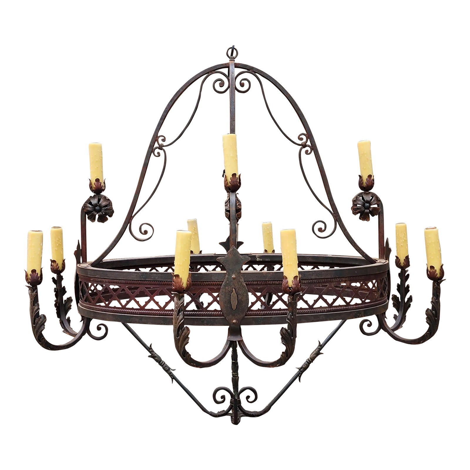 Large Wrought Iron Light Fixture | Chairish