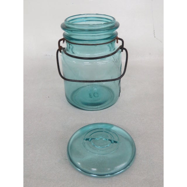 Blue Turquoise Ball Ideal Canning Mason Jar With Lid Wire | Chairish