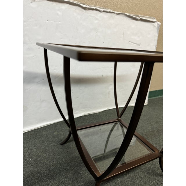 Contemporary Glass + Bronze Metal Side Table | Chairish