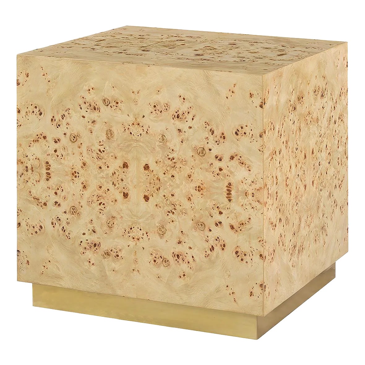 Light Burl Wood Cube Table | Chairish