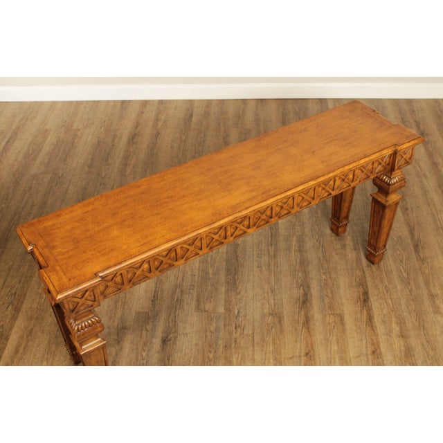 French Neoclassical Style Long Carved Wood Console | Chairish