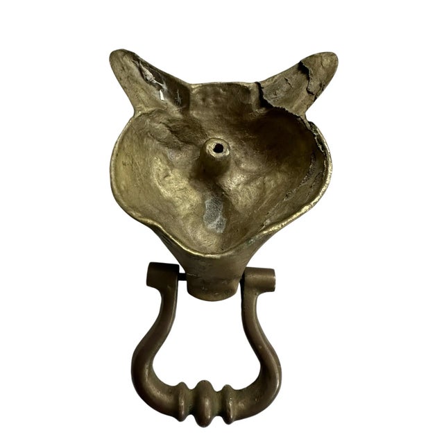 1940s Solid Brass Fox Door Knocker Decor | Chairish
