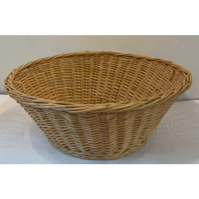 Vintage Round Wicker Basket | Chairish