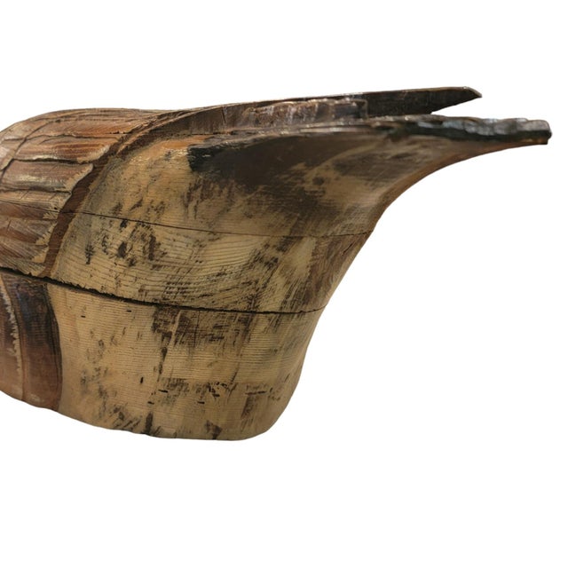 1960s Canadian Hand-Carved Goose Decoy With Glass Eyes | Chairish