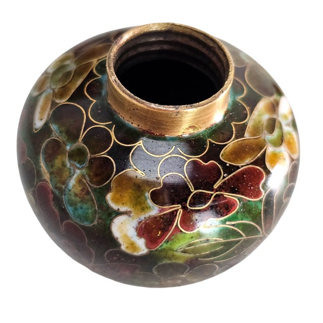 Chinese Cloisonné Salt & Pepper Shakers Salt Cellar and Spoon 2" | Chairish