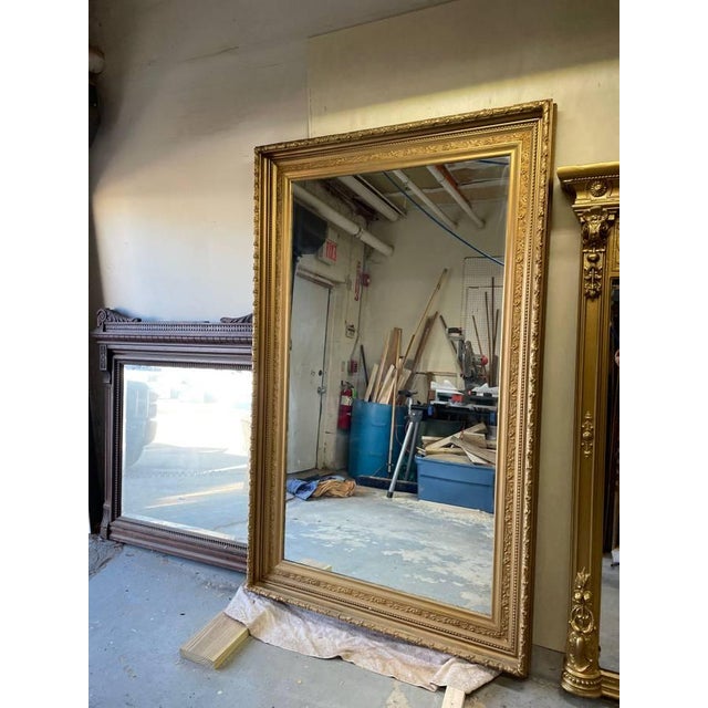 Early 1800s Large Antique Hand Carved Gold Leaf Wooden Mirror | Chairish