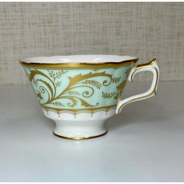 Royal Crown Derby Darley Abbey Harlequin Green Tea Cup and Saucer ...