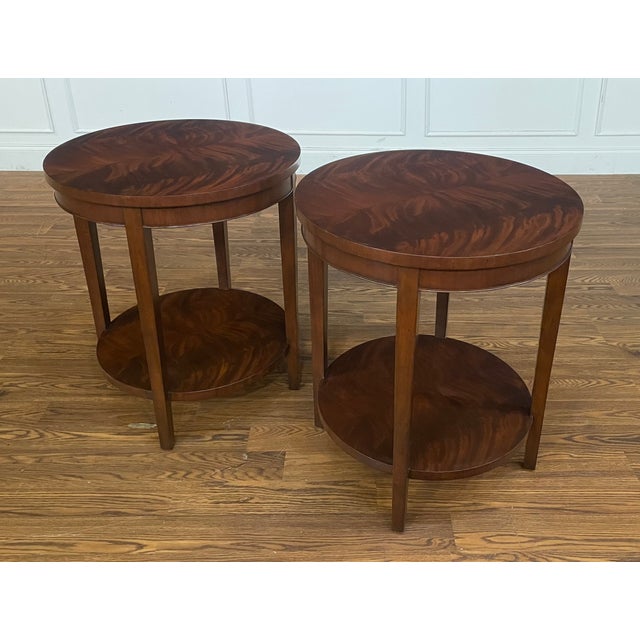 Pair of Matching Round Mahogany Hepplewhite Style End Tables - Showroom ...