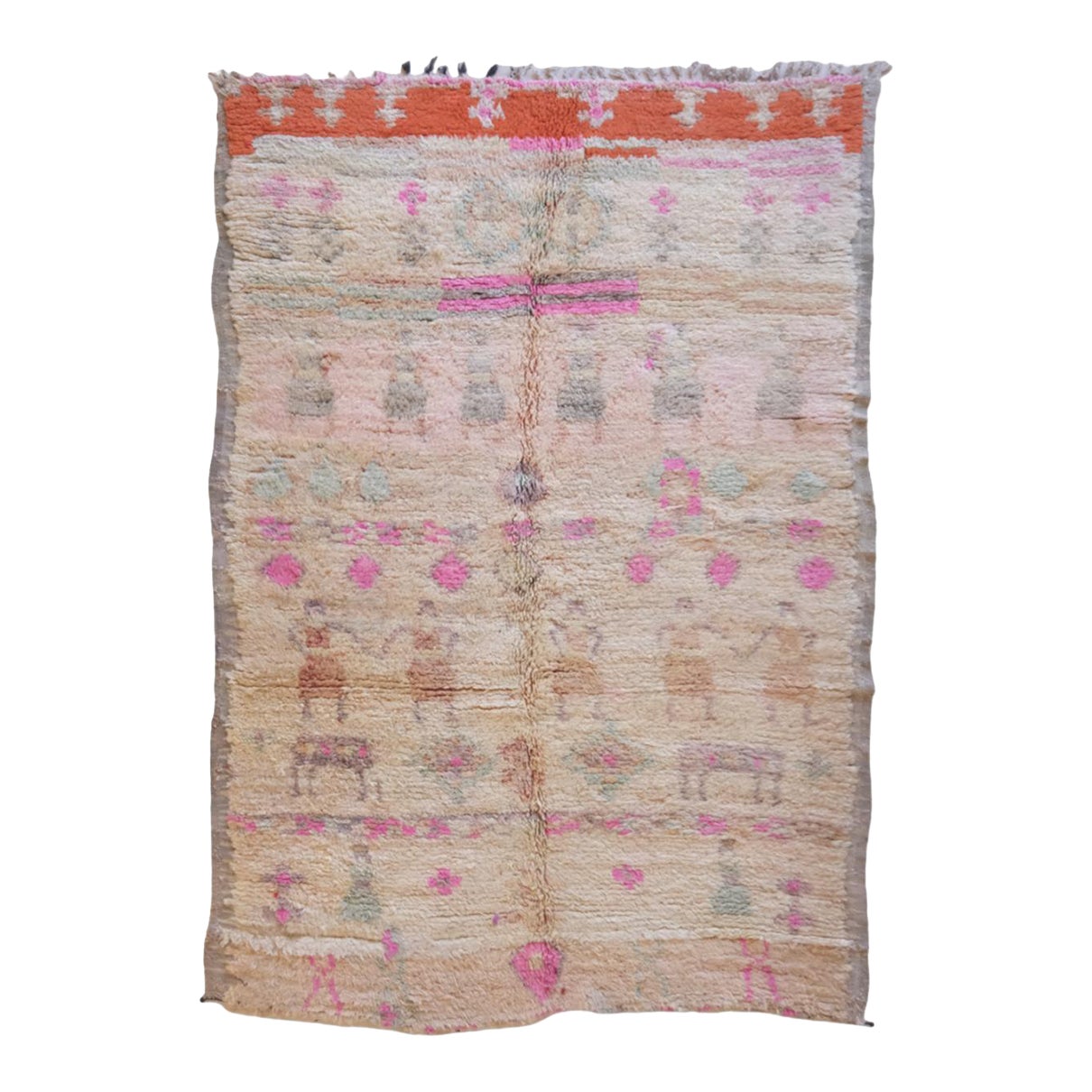 1980's Moroccan Pastel Wool Rug - 7.9 X 5.2 Ft | Chairish