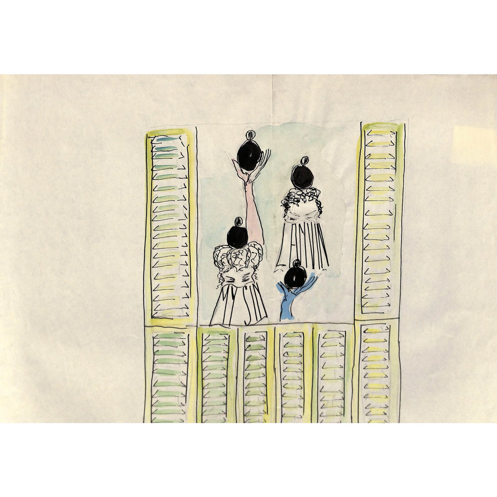 Lanvin Paris 4 Black Perfume Bottles with Lime Green Shutters C1950s ...
