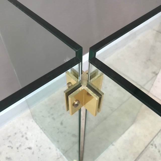 1970s Pace Glass Brass End Table | Chairish
