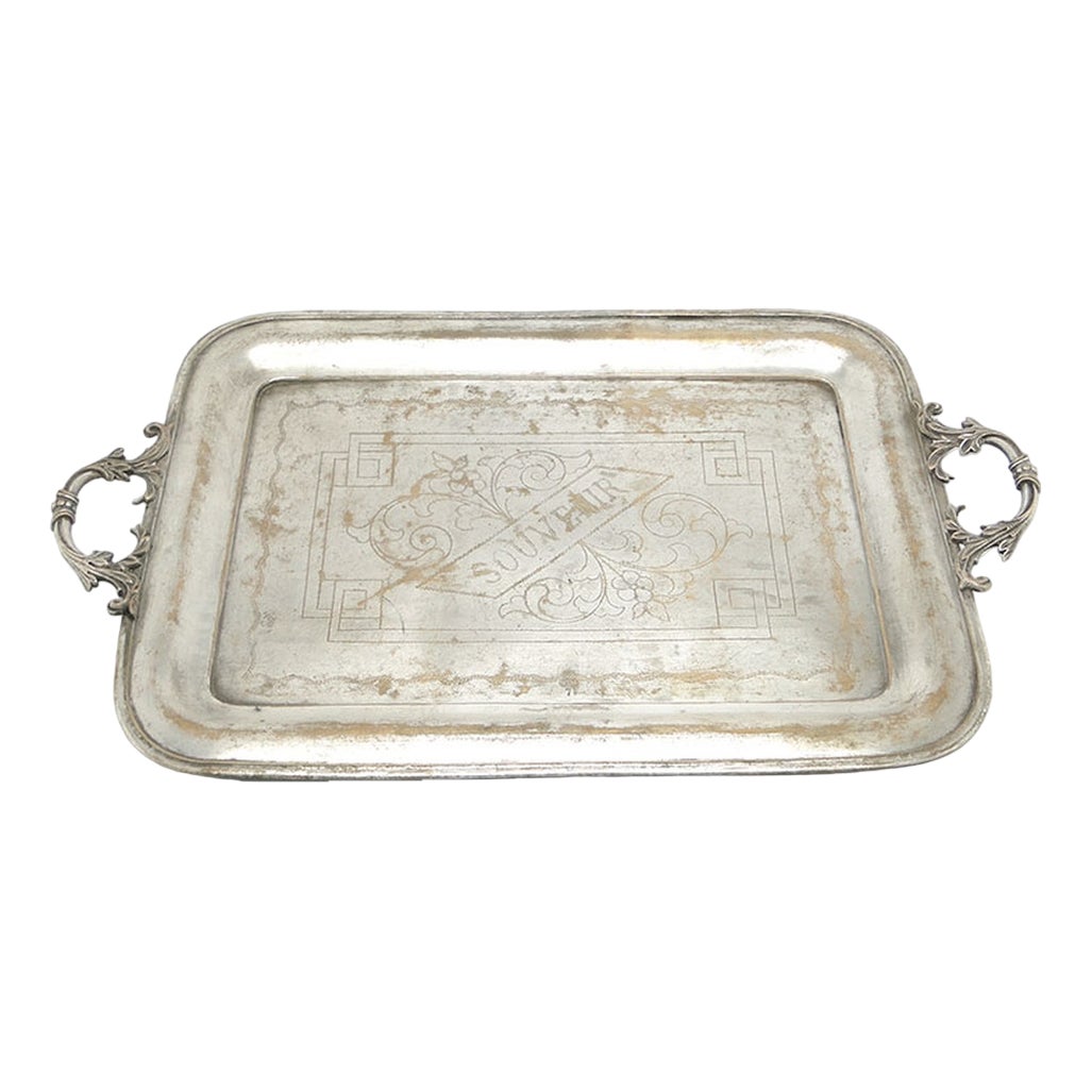 Art Deco Polish Tray from Warszawska Fabryka Wyrobów Metalowych, 1900s ...