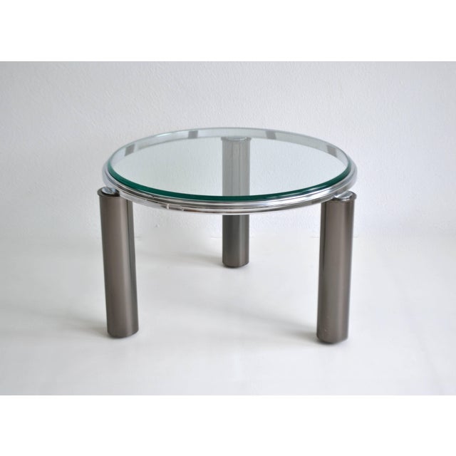 Postmodern Gunmetal and Chrome Side Table | Chairish