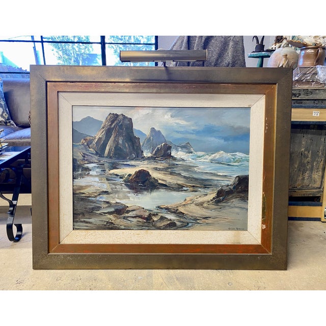 1960s Seascape Oil Painting by Artist Joshua Meador Harrison Beach ...