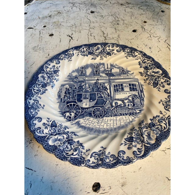 1980s Johnson Brothers Blue Coaching Scenes Salad Plates- Set of 2 ...