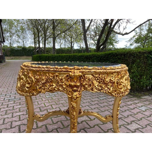 Vintage Italian Baroque/Rococo Gold Center or Dining Table With Black ...