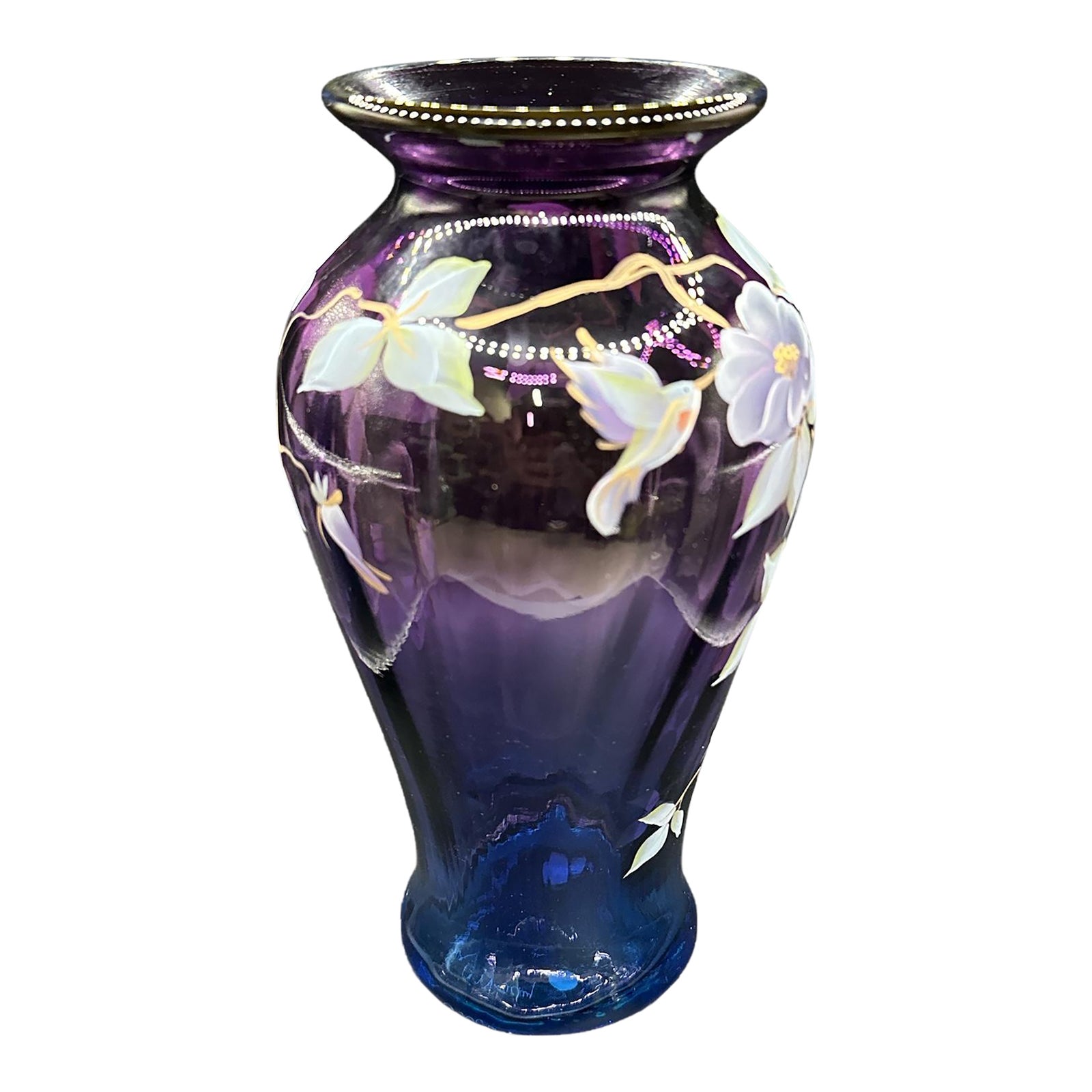 1990s Fenton C. Mackey Hp Mulberry Vase Le #813/1250 Deep Purple With ...