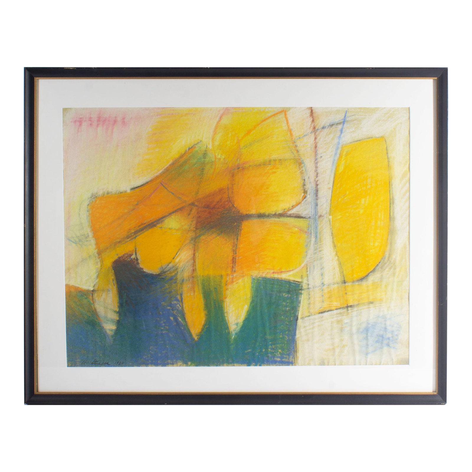 1960 Abstract Chalk Pastel Drawing by Walter Stomps | Chairish