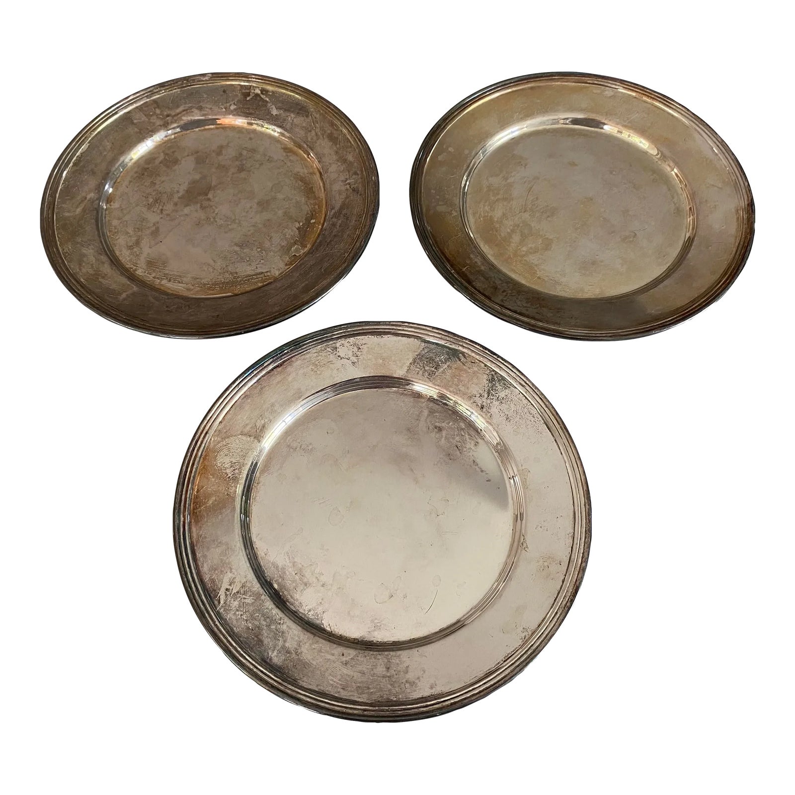 Set of 3 Vintage Silver on Copper Bread Plates by f.b. Rogers Silver Co ...