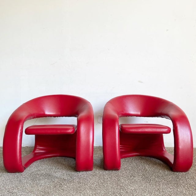Postmodern Sculptural Red Tongue Arm Chairs - a Pair | Chairish