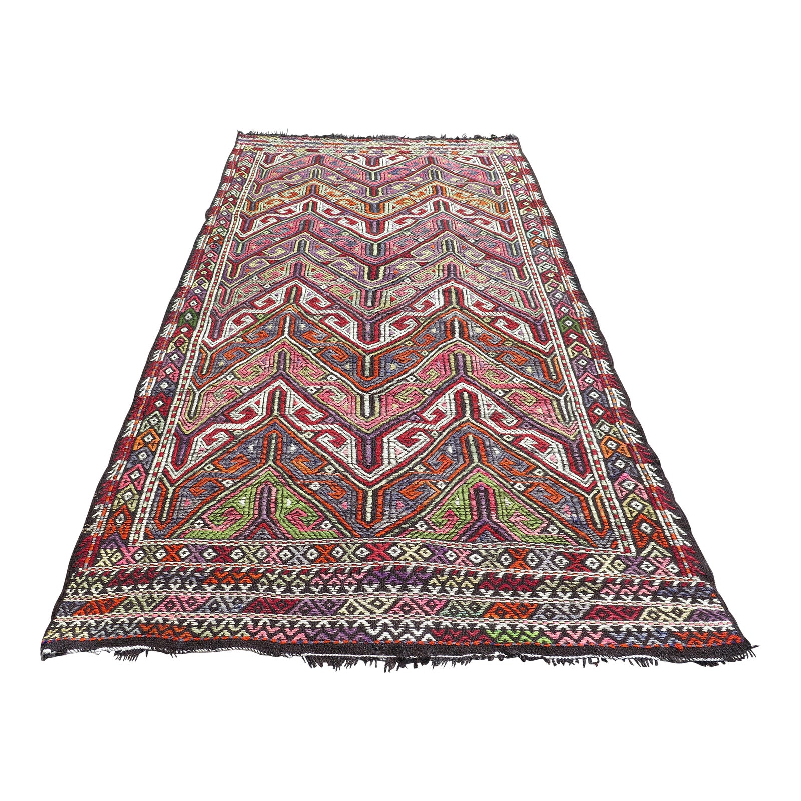1960s Herringbone Turkish Handmade Authentic Area Rug | Chairish
