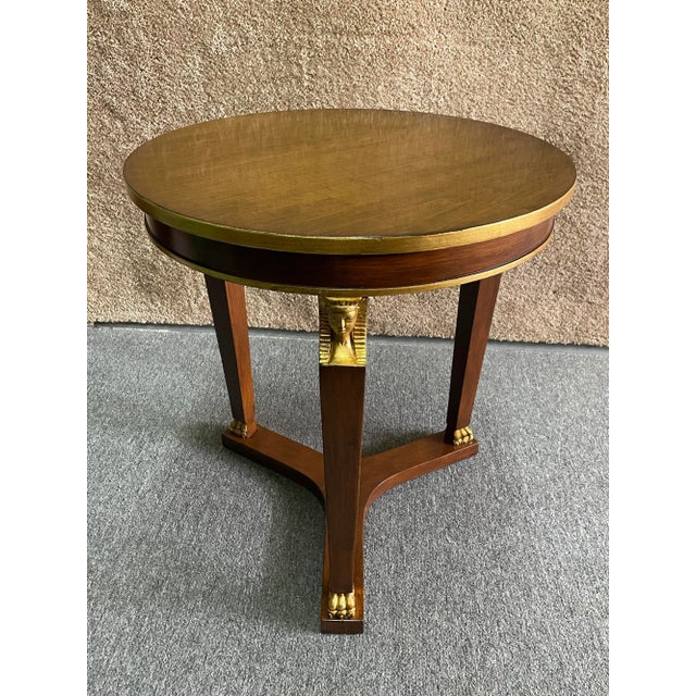 Vintage Round Eqyptian Revival Empire Style Accent Table W/Guilded ...