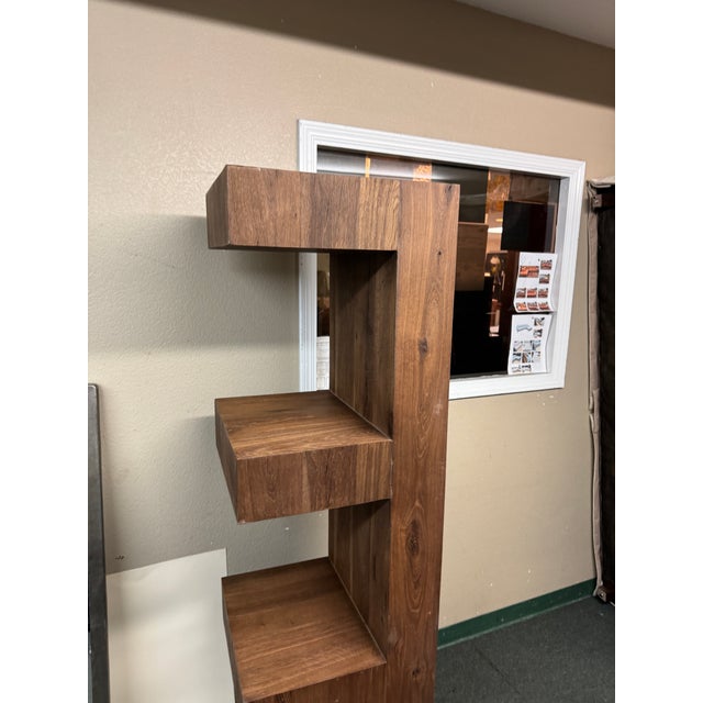 Custom Contemporary Chunky Wood Open Shelving Unit | Chairish