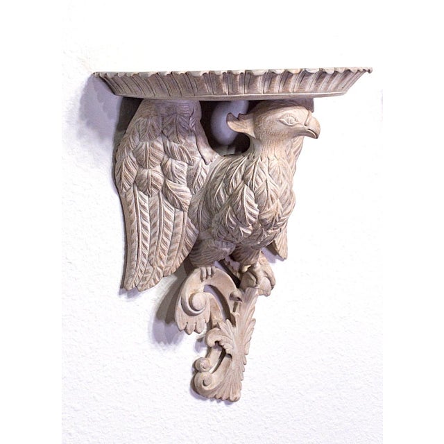 Late 20th Century Maitland Smith Carved Wood Eagle Wall Shelves - a ...
