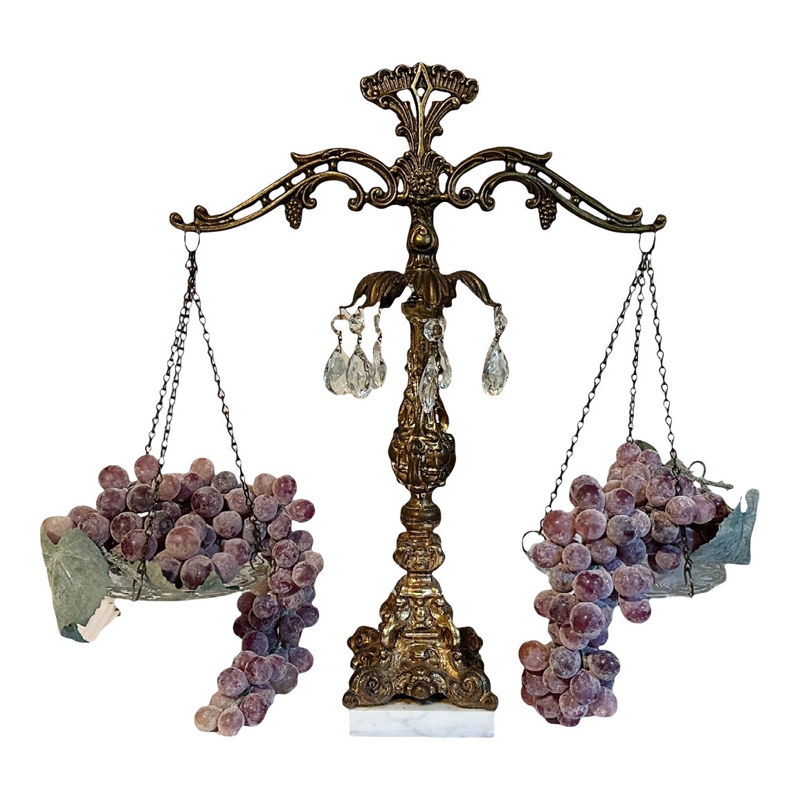 Vintage Hollywood Regency Ornate Brass & Glass Scales With Crystal ...