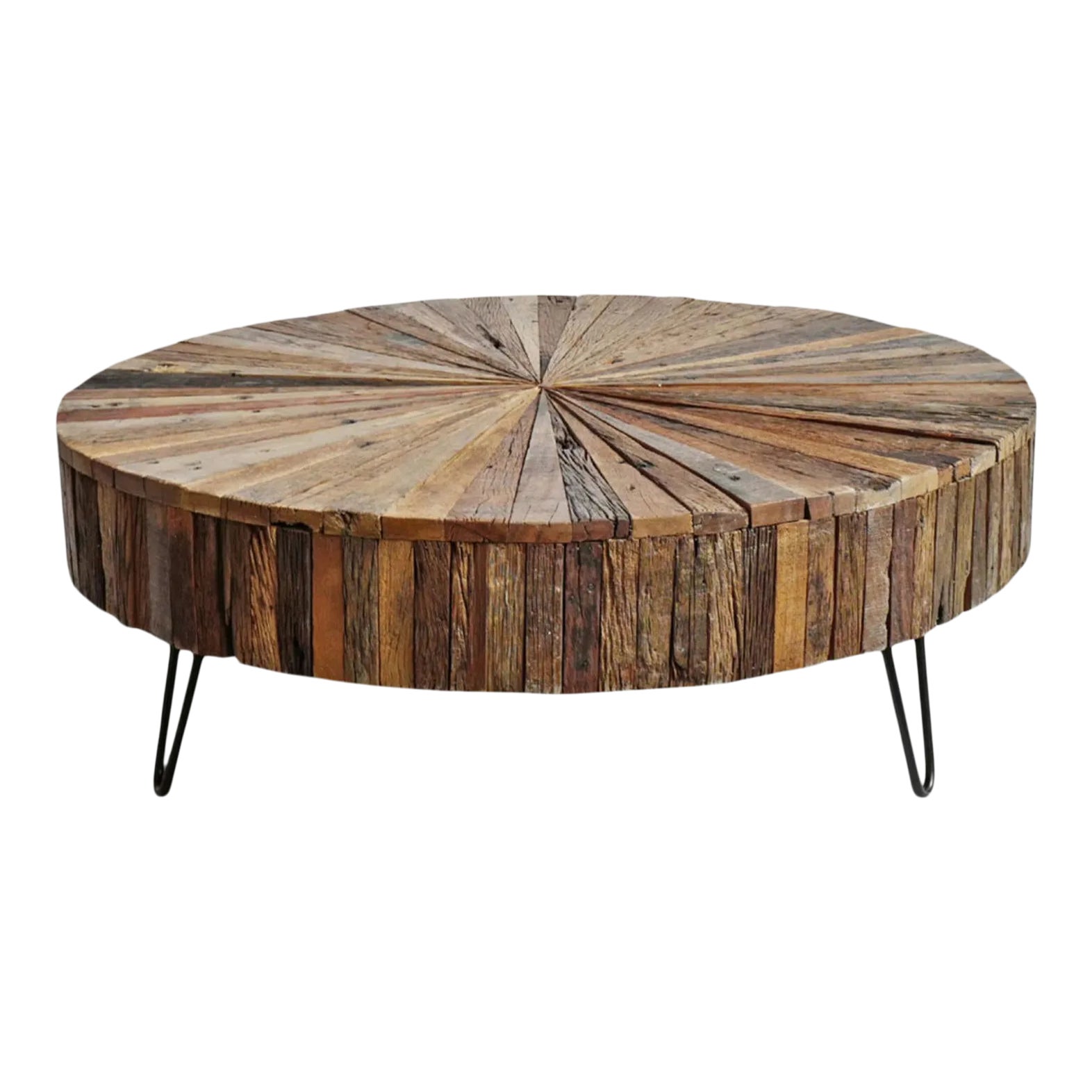 Salvaged Round Pinwheel Coffee Table | Chairish