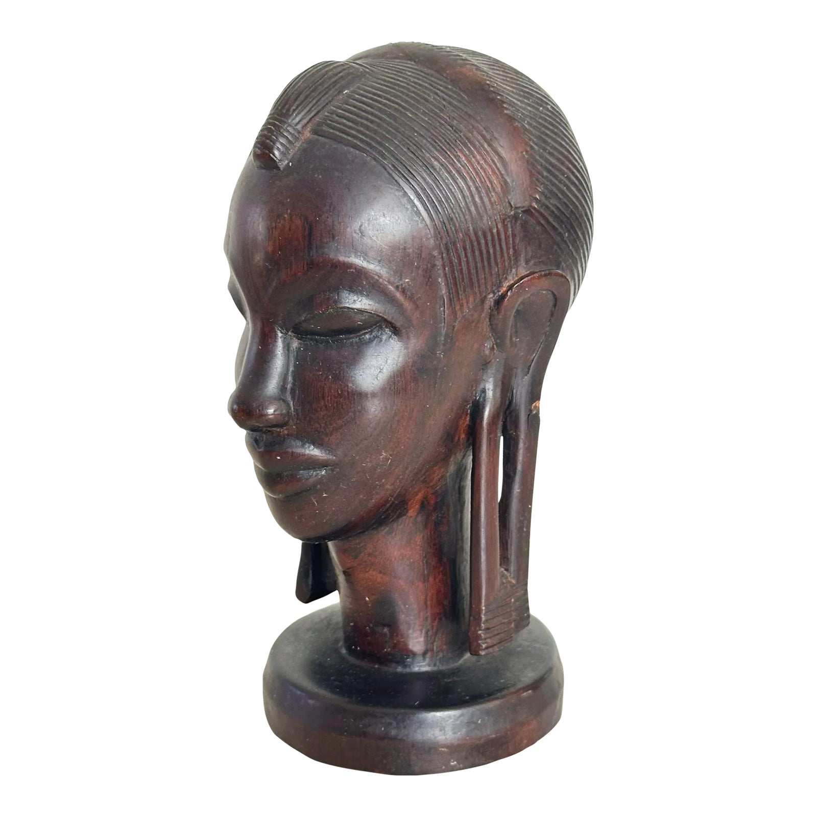 Vintage Hand-Carved African Figural Bust of Woman in Ebonized Wood ...