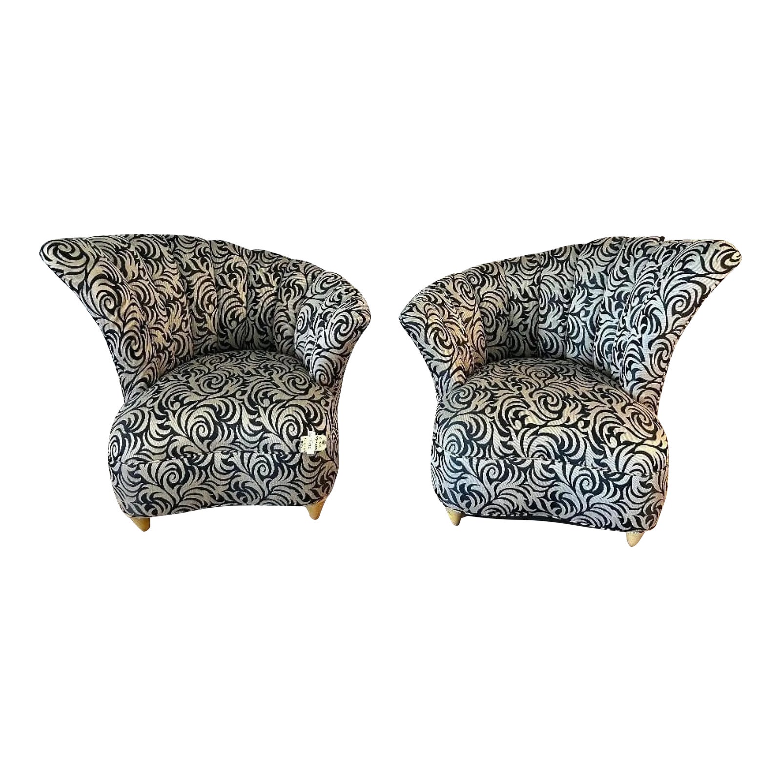 Pair 0f Fan Back Modern Lounge Chairs | Chairish