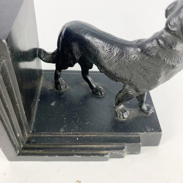 Vintage Pair Cast Metal Borzoi Ronson Black Dog Figure Bookends Art ...