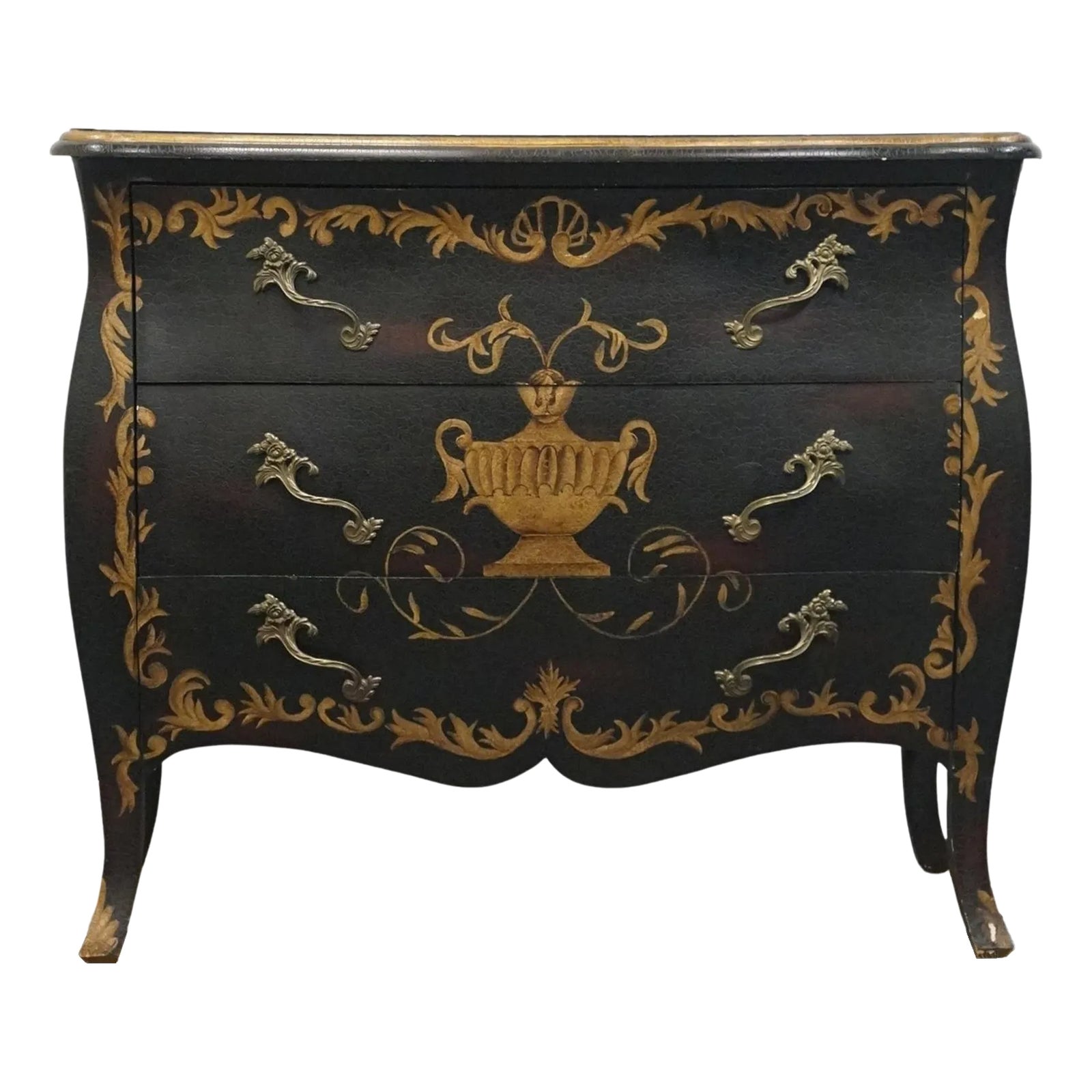 Maitland Smith Grecian Greek Inspired Black & Gold Hand Painted 43 ...