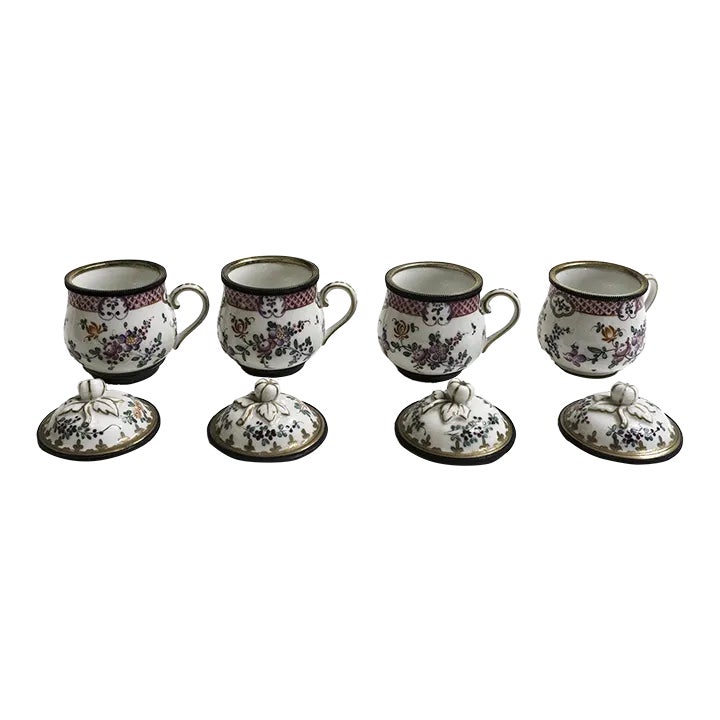 Vintage Cups With Lids and Silver Base and Tops | Chairish