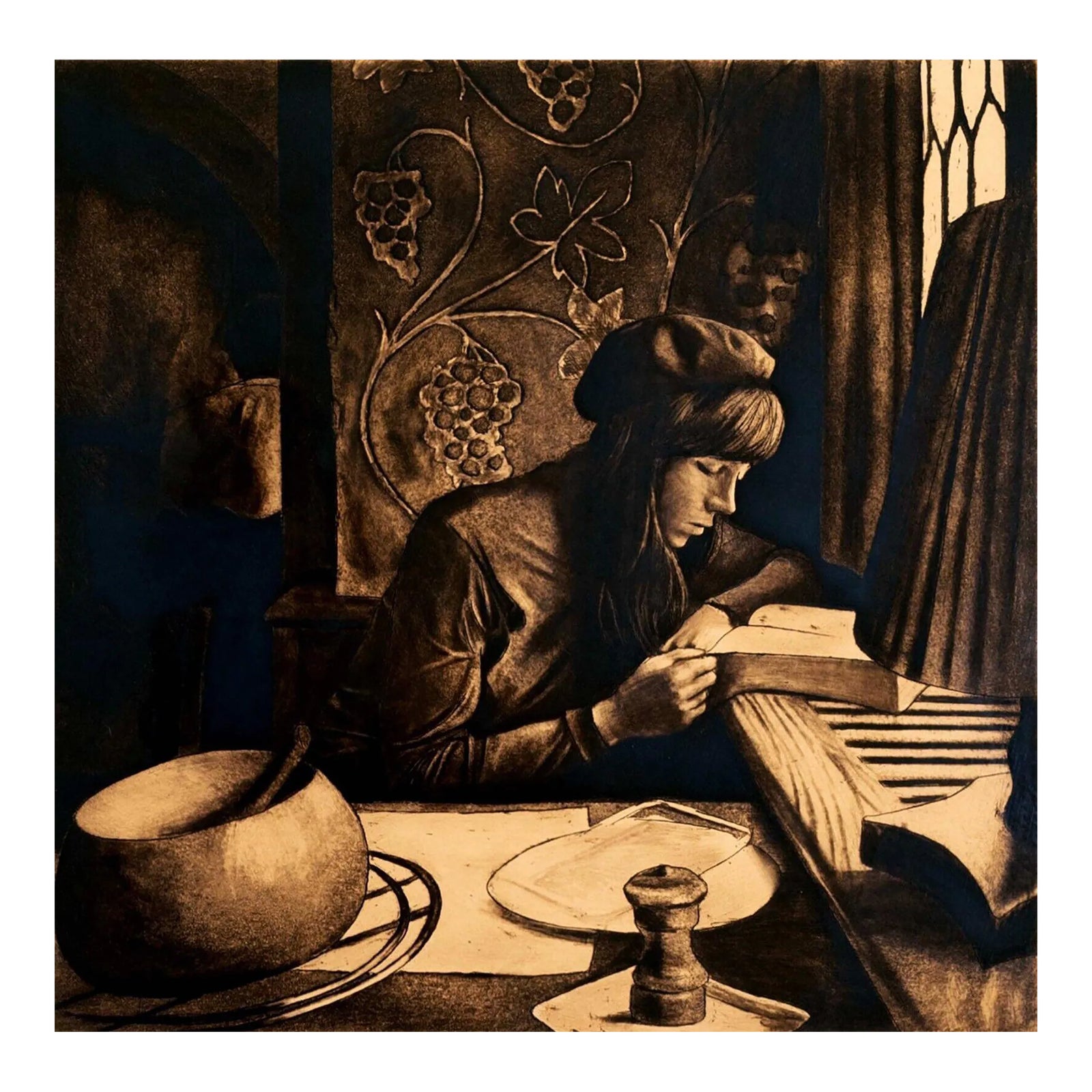 Harry McCormick Reading Signed Contemporary Realism Etching on Paper AP ...
