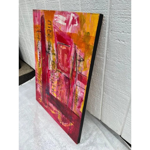 Carol Bertrand Abstract Pink Collage Painting | Chairish