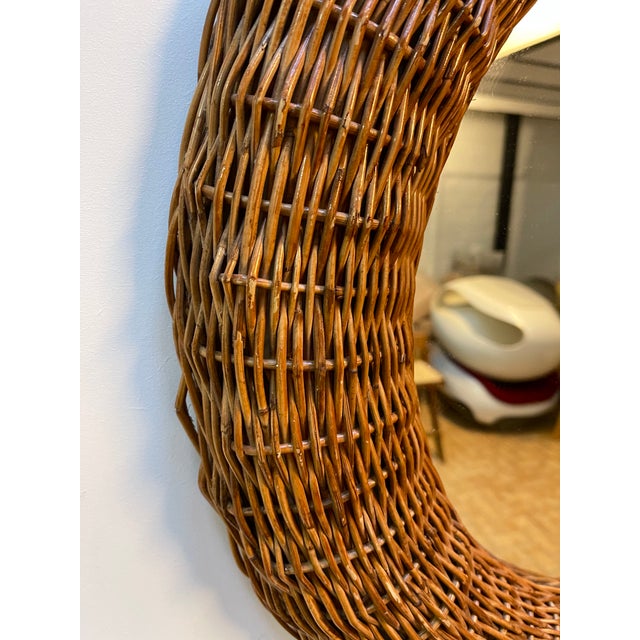 1970s Round Rattan Mirror- a Pair | Chairish